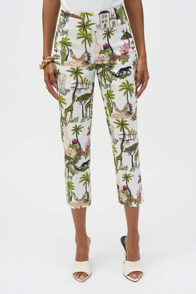 Joseph Ribkoff Safari Print Cropped Pull-On Pant - Vanilla/Multicolor ...